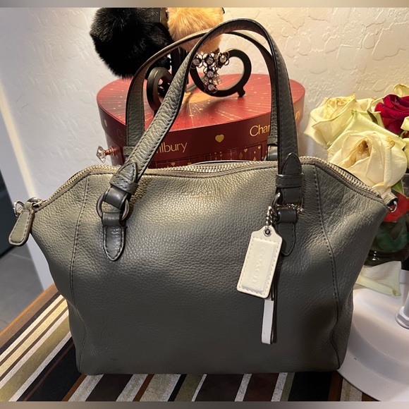 Coach | Bags | Coach Chaise Cement Gray Leather Crossbody Hand Bag ...